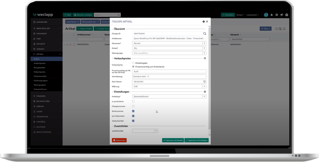 Create products in ERP with ITscope: Efficient article creation